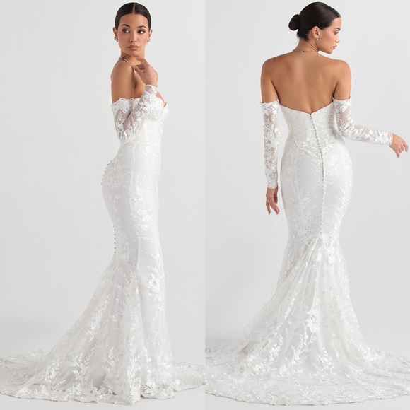 House of CB | Dresses | House Of Cb Isabelle White Lace Long Sleeve ...